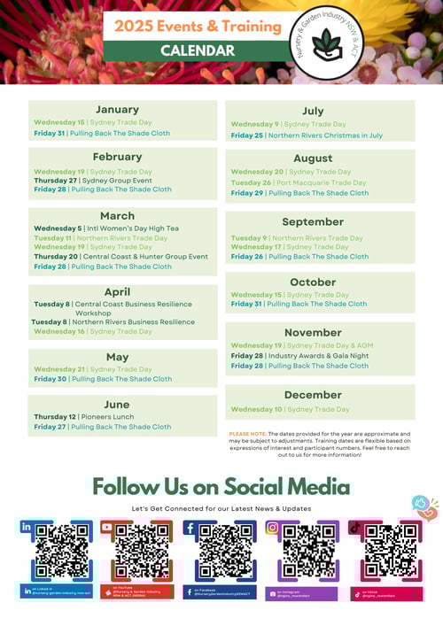 Events, Training and Professional Development Calendar